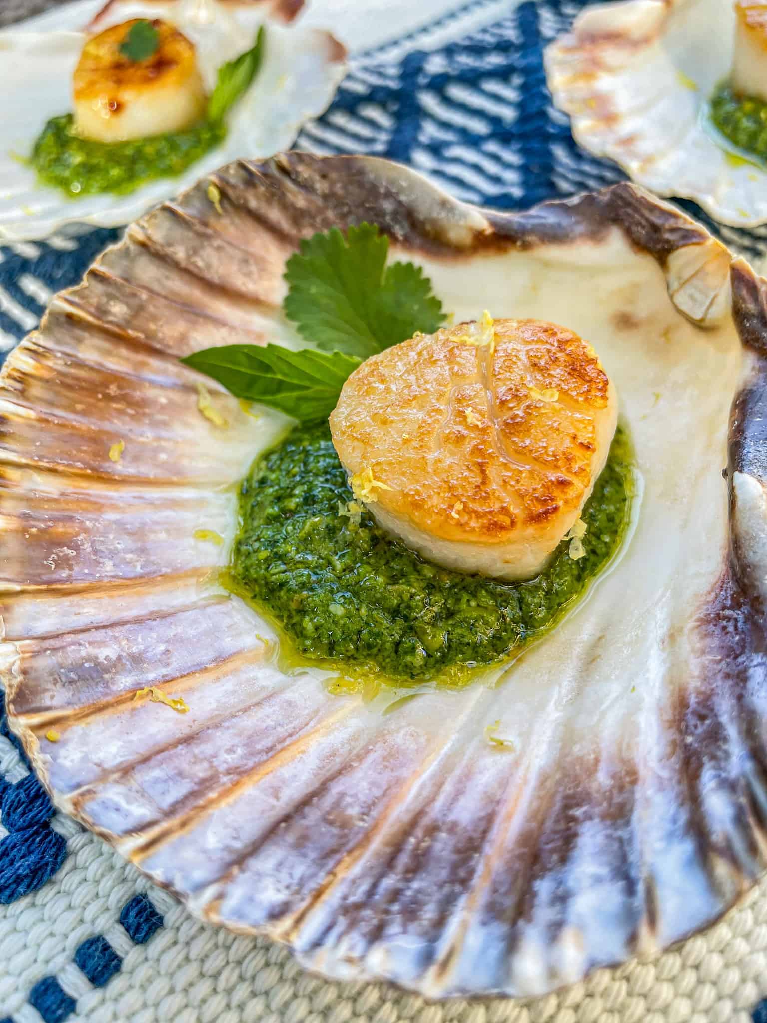 Scallops with Charred Jalapeno Pesto - Beach Girl Grills