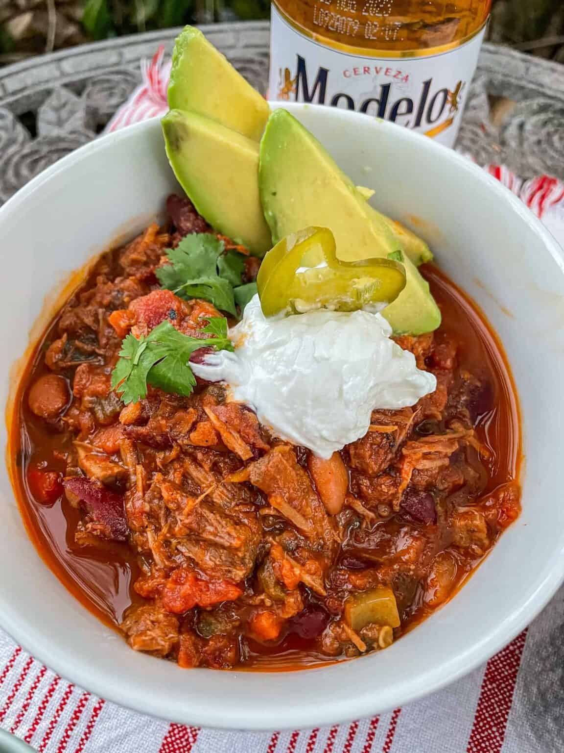 Chuck Roast Chili with Beans - Beach Girl Grills