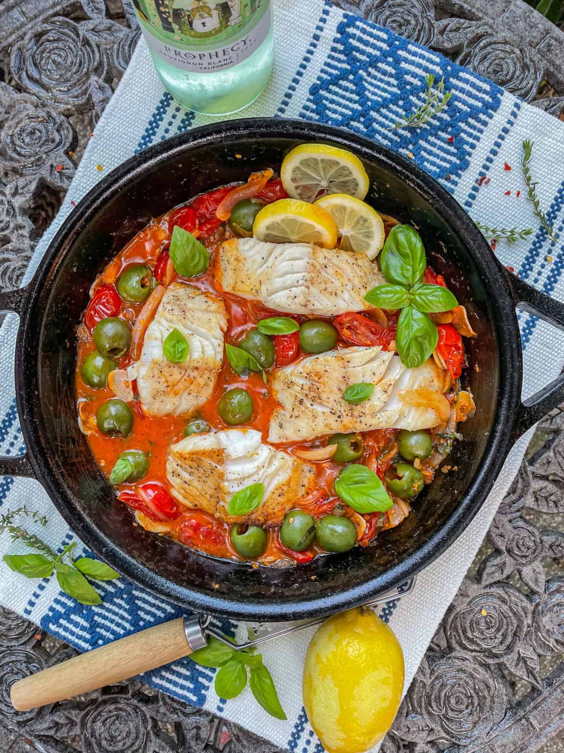 Seared Fish with White Wine Tomato Sauce - Beach Girl Grills